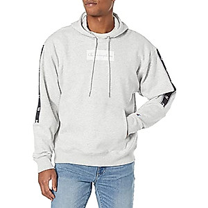 Champion mens Classic Fleece Hoodie W/Taping Hooded Sweatshirt, Bleached Stone Cream Heather-590938, Medium US