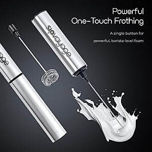 Rechargeable Milk Frother Handheld - 2 Whisks/2 Speed Coffee Frother Rechargeable - One Touch Drink Mixer, Hand Held Frother Wand, Nano Foam Maker for Lattes, Matcha, & Butter, Coffee Stirrers