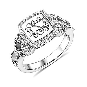 Roseinside Personalized Monogram Ring for Women Sterling Silver | Custom Gold Monogram Ring | 3 letter initial rings | Mothers Day Jewelry