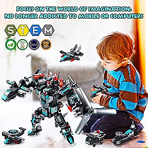 VATOS STEM Robot Building Toys, 577 PCS Construction Toys 25-in-1 STEM Toys for 6 Year Old Boys Creative Building Bricks Engineering Vehicles Blocks Kit for Kids Age 6 7 8 9 10 11 Year Old