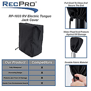RecPro RV Electric Tongue Jack Cover | Universal Protective Cover for Electric Jacks