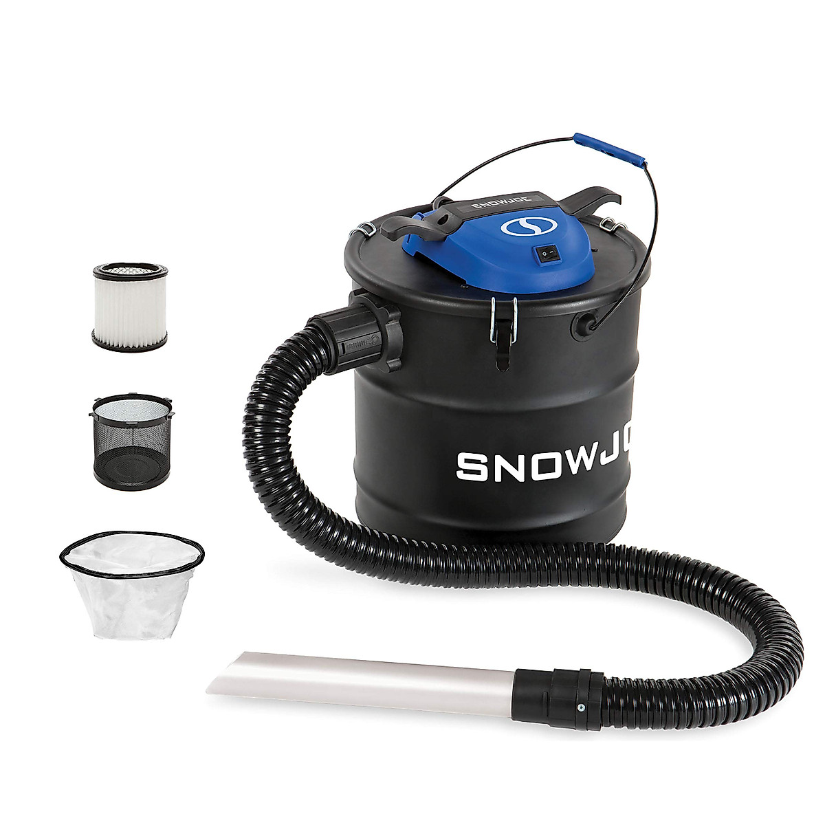 Snow Joe ASHJ201 4.8-Gallon 4-Amp Ash Vacuum w/Metal Storage Tank, Hose, Filters, Cord Organizer and PowerSmith PAAC302 Ash Vacuum Deep Cleaning Kit