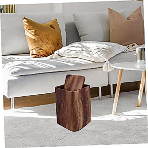 CHILDWEET Wood Grain Garbage Can for Home Office Vintage Trash Bin Garbage Bin Garbage Container Office Waste Basket Office Trash Can