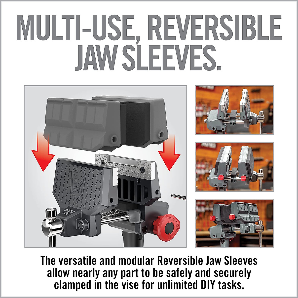 Real Avid Vise - 360° Swiveling Bench Vise for Optimal Positioning, Versatile Applications, 5" Jaw Width Vise for Cleaning, Maintenance, Woodworking & More High-Torque Applications up to 100 ft-lb