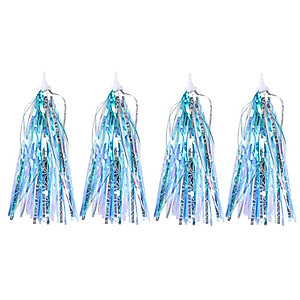 Garneck Bike Glitter Tassels Bicycle Tassel Ribbon Scooter Handlebar Streamers Bicycle Grips Ribbon Easy Attach to Bikes Handlebars for Kids Children 4pcs (Blue Silver) Kids Bike Accessories