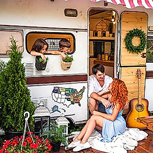 Summer RV State Pure Pattern Travel USA Map Sticker, United States Stickers Vinyl Map RV Decals Travel Trailer Camper Map of America Waterproof Decals for Window, Door or Wall, Pure Pattern States Map Decal Trip Camper Trailer Accessories