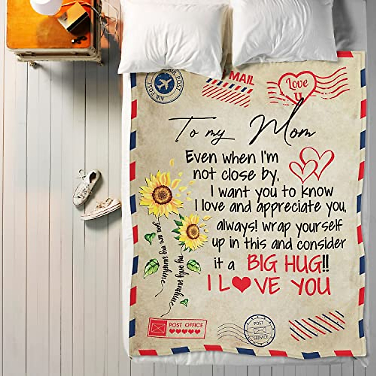 Birthday Gifts for Mom Throw Blankets to My Mom Blanket from Daughter Son Sunflower Flannel Throws Ultra Soft for Couch Bed 50x60 Inches