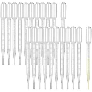 DIYASY 25 Pcs 3ML Plastic Transfer Pipettes,Disposable Graduated Pipettes Eye Dropper for Lab Science Multi- Purpose and Makeup Tool.