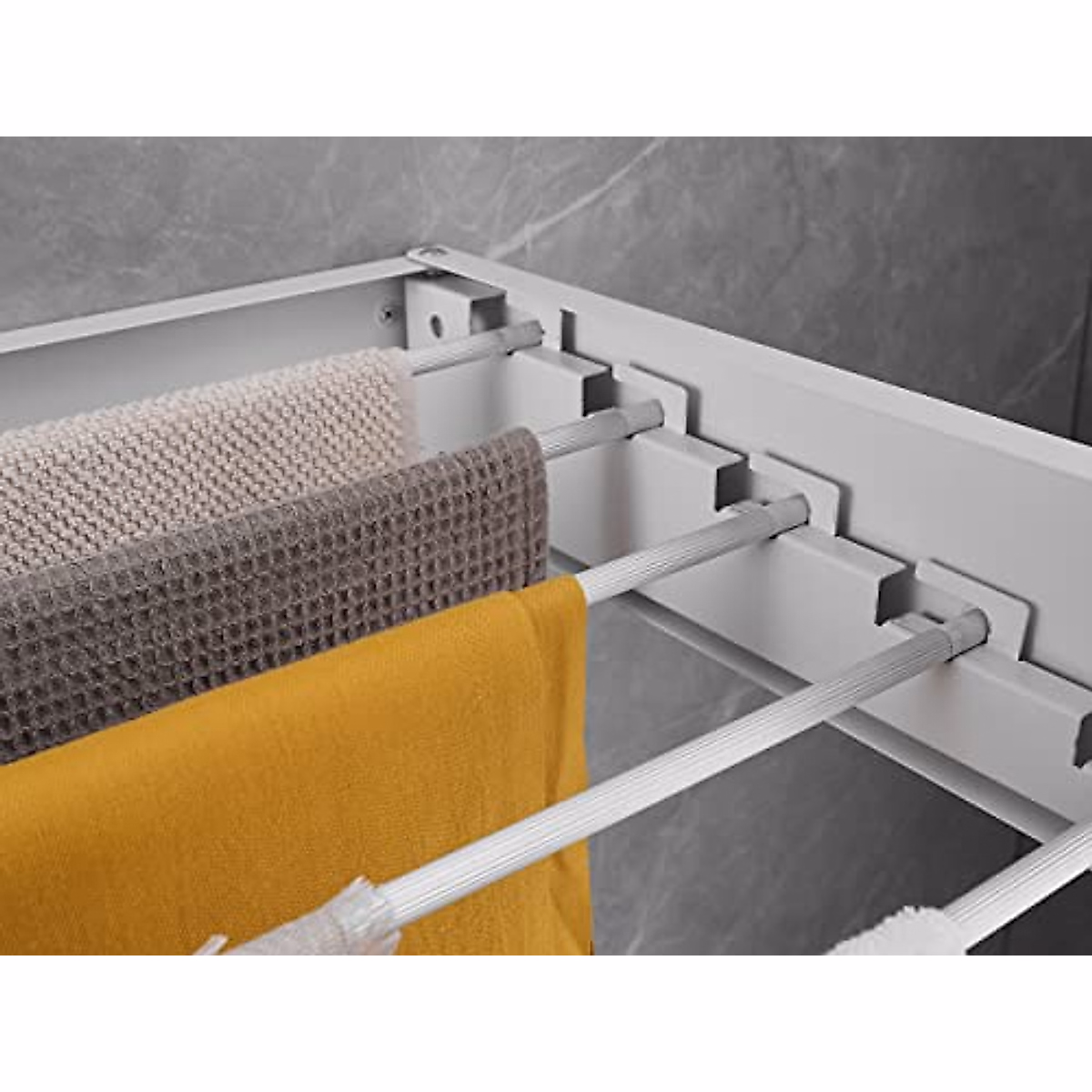 GorillaRack Laundry Drying Clothes Rack | Retractable Clothing Rack Wall Mount | Clothes Drying Rack Indoor Outdoor for Hanging Heavy Duty Laundry White
