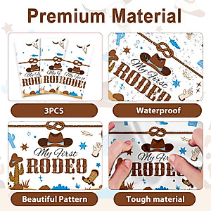 gisgfim 3 Pcs My First Rodeo Birthday Party Supplies Western First Rodeo Party Tablecloths Blue Cowboy 1st Rodeo Party Birthday Table Cover Decorations for Boy Baby Shower