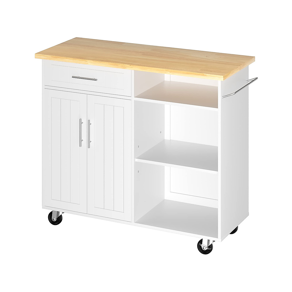 JY QAQA 42" Kitchen Island on Wheels with Storage Cabinet Kitchen Cart Cabinet with Shelves, Cart Handle for Towel Rack or Free Mobility, Portable Islands for Kitchen