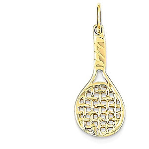 IceCarats 14K Yellow Gold Racquet Necklace Tennis Charm Sports Pendant Only