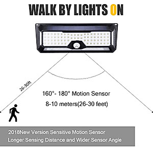Utech 4 Sides 136 High Bright Solar LED Lights, Solar Powered Motion Sensor Light Control Sensor Lamp Waterproof & Wire Free Wall Lights for Outside Doors,Garden,Pathway,Garage,Step and Backyard Light