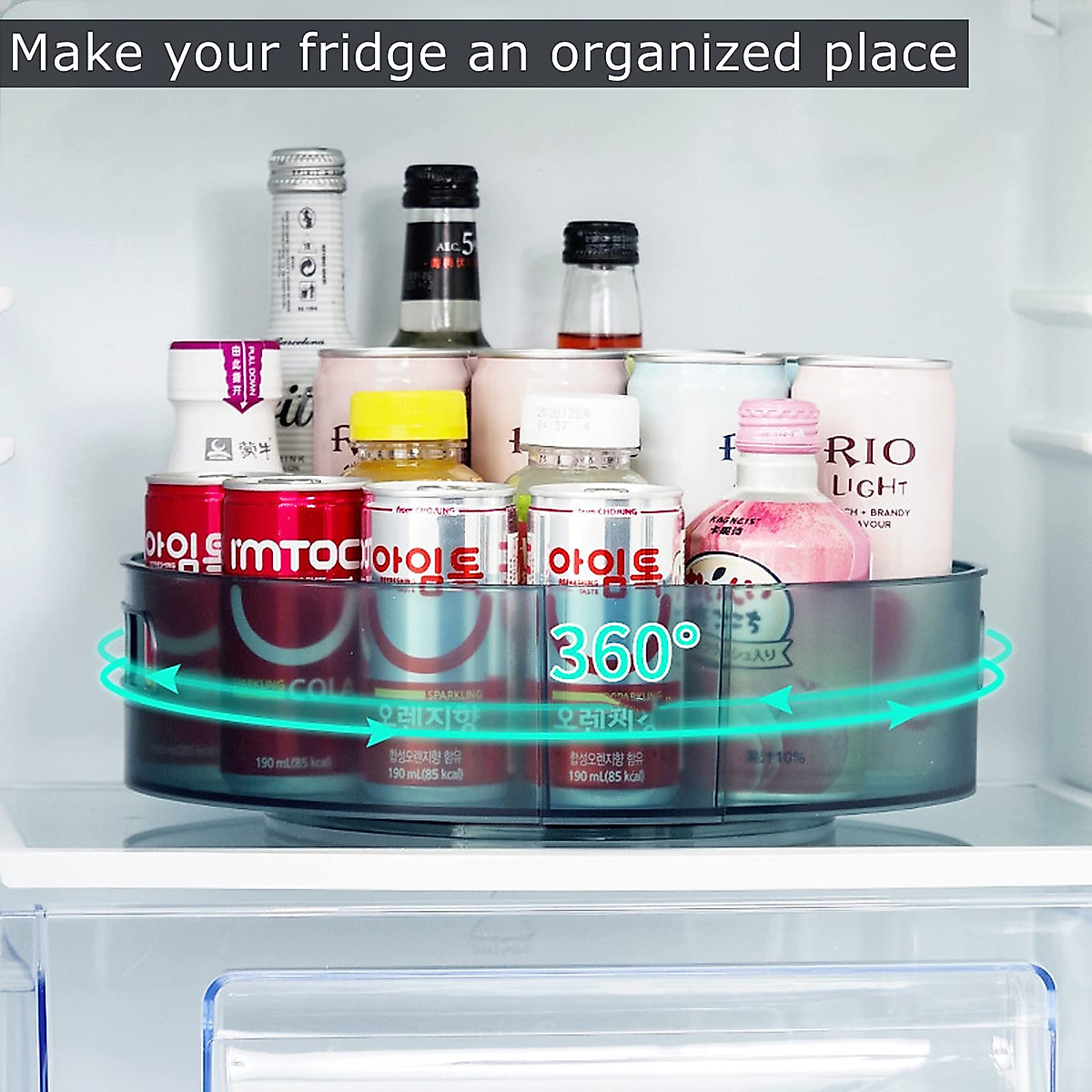 Dicunoy 2 Pack Lazy Susan Organizers and Storage, 12"/10" Turntable Plastic Kitchen Cabinets Turntray Container Bins for Pantry, Fridge, Countertop, Vanity, Sink, Spices, Condiments