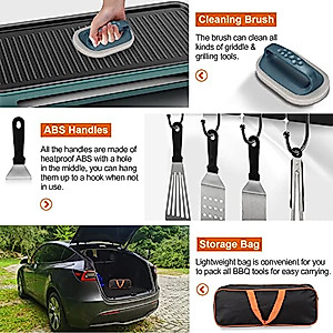 Camping Grill Set Flat Top Grill Accessories, Spurtar 38 PCS BBQ Accessories Outdoor Griddle Accessoriesfor Blackstone and Chef with Basting Cover Barbeque Grill Grilling Accessories with Cleaning Kit