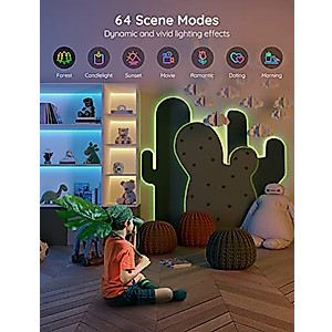Govee WiFi LED Strip Lights, 32.8ft RGB Strip Lights Work with Alexa and Google Assistant, Smart App Control, 64 Scenes, Music Sync, DIY LED Lights for Bedroom, Kitchen, Party, Living Room, TV