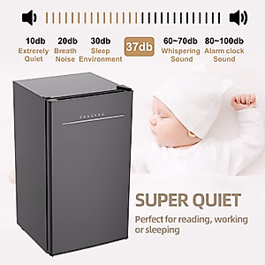 Mini Fridge with Freezer, 3.1 Cu.Ft Single Door Mini Refrigerator with One-touch Easy Defrost, Compact Small Refrigerator for Dorm, Bedroom, Office, Energy Saving, Black