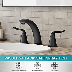 VXV Black Bathroom Faucet 3 Hole, 8 Inch Widespread Bathroom Sink Faucet for Lavatory Vanity with Pop-up Drain Matte Black