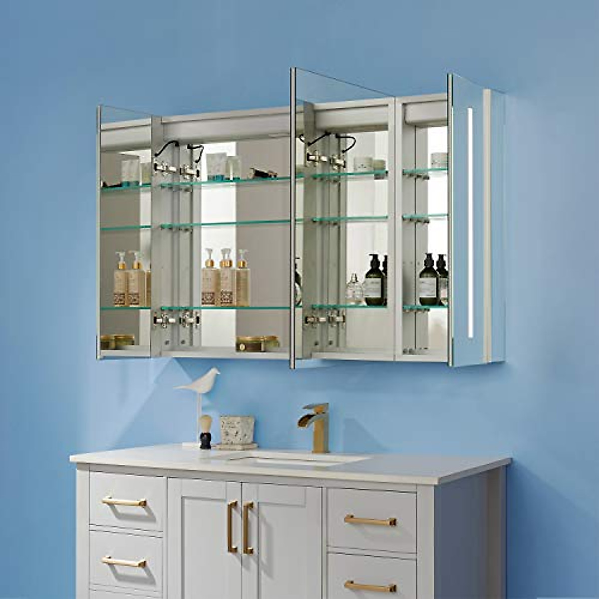 Vinnova Rieti 48" Rectangle Frameless LED Lighted Bathroom Vanity Medicine Cabinet Wall Mounted Mirror