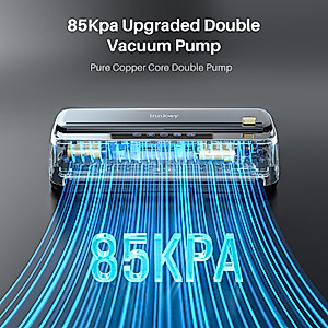 InnJoey Vacuum Sealer Machine, 85kPa 120W Automatic Food Sealer, Powerful Sealing System, Build-in Cutter | Moist Mode and Air Suction Hose | Bag Rolls and 5pcs Storage Bags