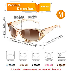 FEISEDY Trendy Polarized Y2K Sunglasses Wrap Around Butterfly Design Fashion Sunnies UV400 Protection B0078
