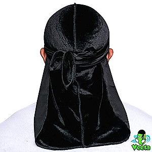 Veeta Superior Velvet Durag - Soft Velvet Durags for Men & Women, Long Double Wide Straps, Silky Durag Liner, Triple Stitched