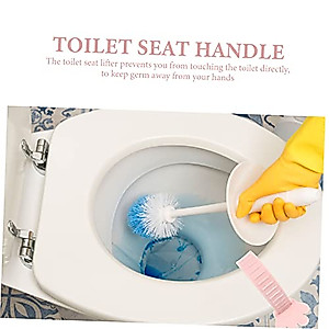 AGFELO 5sets Toilet Lid Lifter Adhesive Handle Toilet Bumper Seats Lifter for Toilet Bidet Toilet Seat Toilet Seats Lifter Handle Bidet Toliet Seat Adjustable Hand Grip Pink 10pcs*5