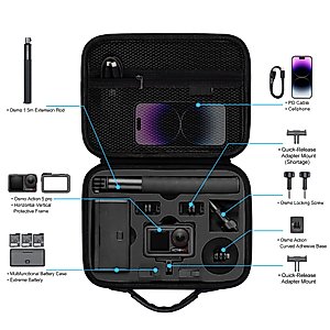 Tomat Osmo Action 5 Pro Carry Case for DJI Osmo Action 5/4 Camera Accessories Hard Shell Bag Travel Case Compatible with DJI Osmo Action 5 Pro Action 4 Adventure Combo