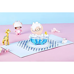 Liif Baby Shower Blue Boy 3D Greeting Pop Up Card For New Baby, Baby Congratulations, Announcement, Newborn, Baby Congrats, Cute | With Message Note & Envelop