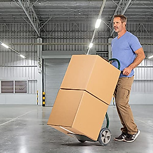 HaulPro Heavy Duty Hand Truck with Double-Grip Handle - Steel Dolly Cart for Moving - 800 Pound Capacity - 10" - Rubber Wheels - 50" H x 18.5" W with 14" x 9.5" Nose Plate - Green