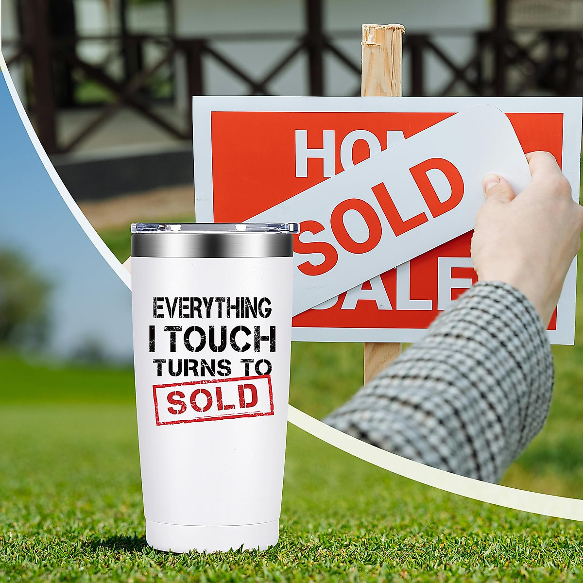 WOELIVE Realtor Gifts - Closing Gifts for Realtors - Everything I Touch Turns To Sold - Real Estate Agent Gifts for Women Men - Cool real estate agent supplies -20oz Insulated Stainless Steel Tumbler