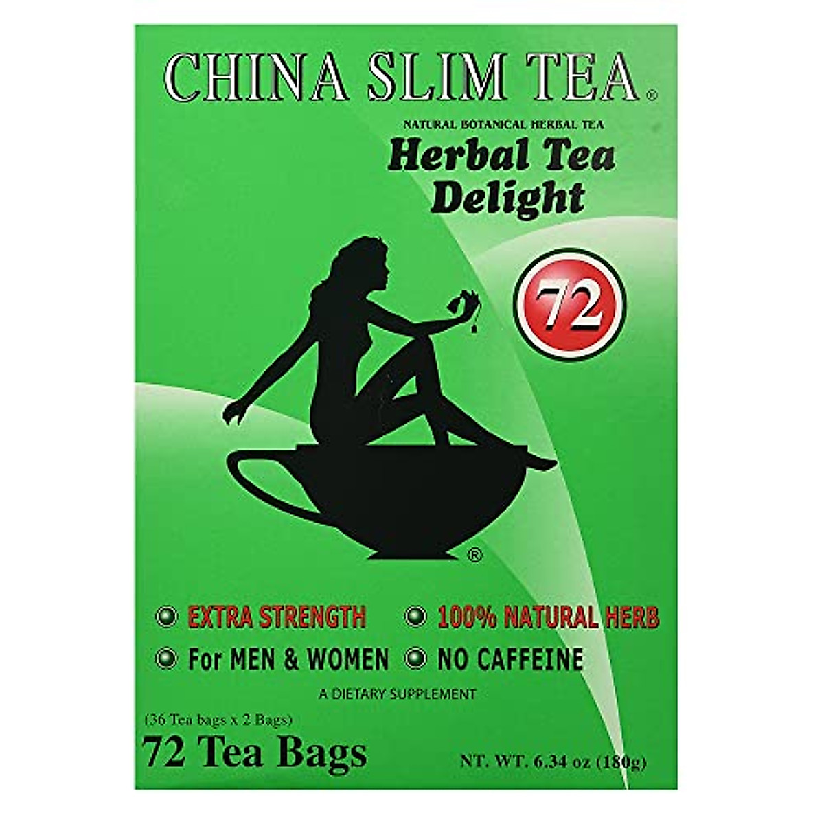 China Slim Dieter's Tea Delight, Large 6.34oz/180g, 72-Count , Pack of 1