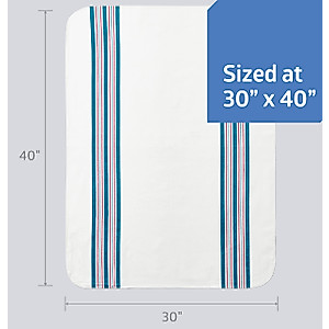 Medline Kuddle Up Hospital Receiving Baby Blankets, 100% Cotton, 30" x 40", White with Blue/Pink Stripes (Pack of 3)