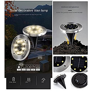 （8 Pack） Solar Ground Lights, 8LED Solar Powered Disk Lights Outdoor Waterproof Garden Light ，Landscape ，Lighting for， Yard Deck，Lawn，Patio Pathway，Walkway (White,Warm Colors，Color) (Multi-Colored)