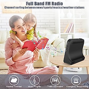 Fohil Portable CD Player with Bluetooth, 4000mAh Rechargeable Desktop CD Music Player for Home with Built-in Double HiFi Sound Speakers, Battery LED Screen CD Player Support AUX&USB FM Radio