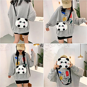 Amamcy Cute Panda Plush Crossbody Purse Small Fluffy Satchel Shoulder Bag Messenger Bag Handbag Purse for Women