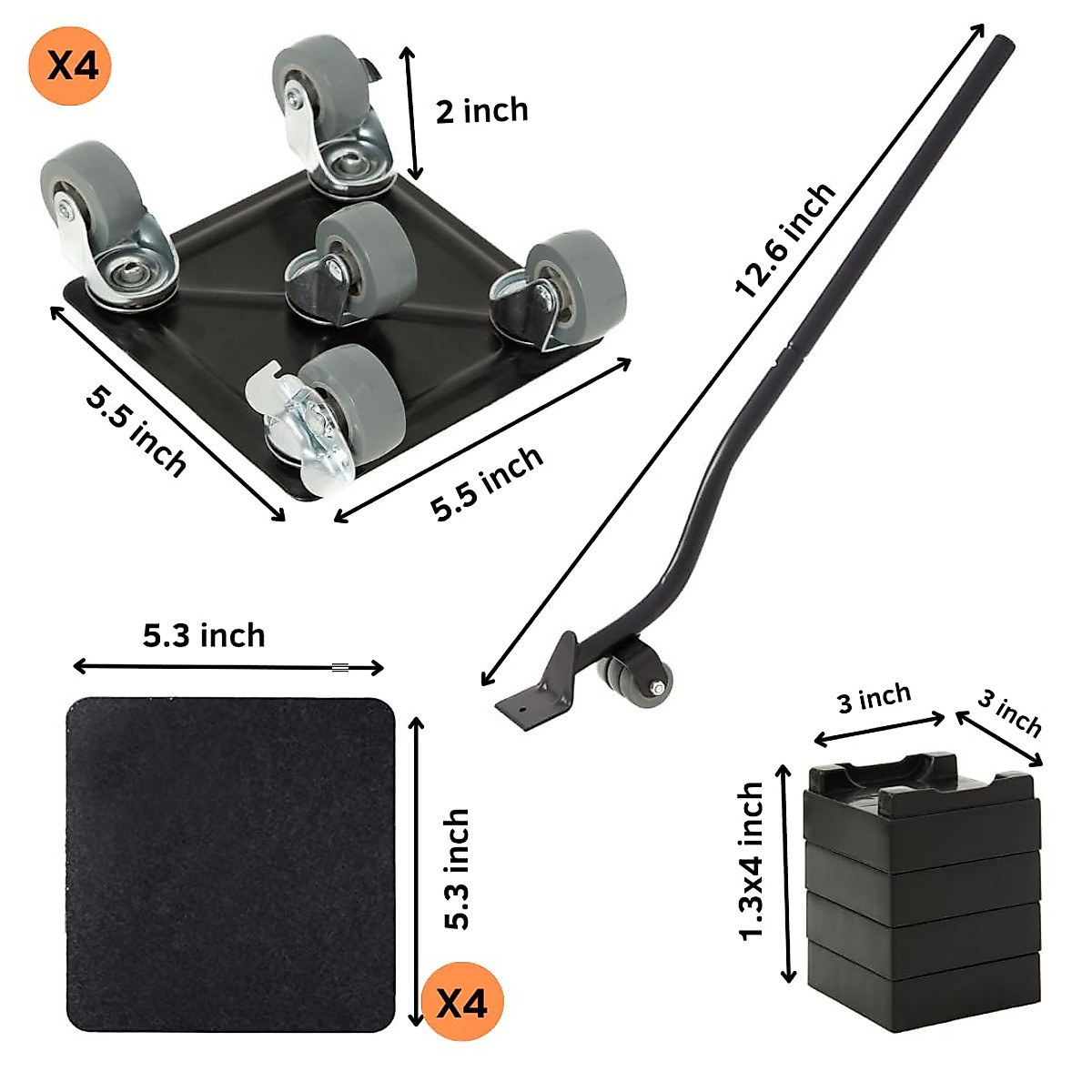 Giftezon Heavy Duty Furniture Mover pro Set, Carbon Steel Dolly Set, Furniture Lifter with 5 Wheels 360° rotable Bearing 1500 lbs, Easy to Use Furniture Movers with Lockable Wheels