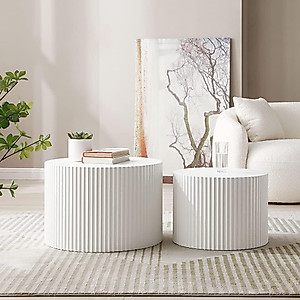 WEALTHOME Nesting Coffee Table Set of 2, Modern Nesting Round Coffee Table Accent End Table Side Table for Living Room Apartment