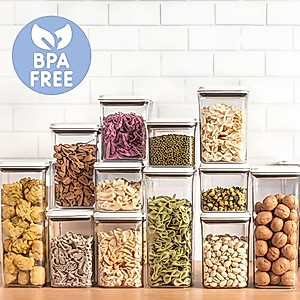 HCM Airtight Food Storage Containers, BPA Free Plastic Cereal Containers with Easy Lock Lids for Kitchen Pantry Organization and Storage (4PCS, 0.75L*4)