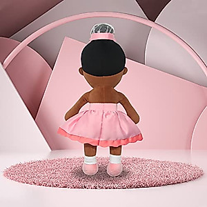 Maxshop Plush Dolls 17'' First Baby Doll for Kids Super Soft Plush Toy (Pink Dress Princess Black Doll)