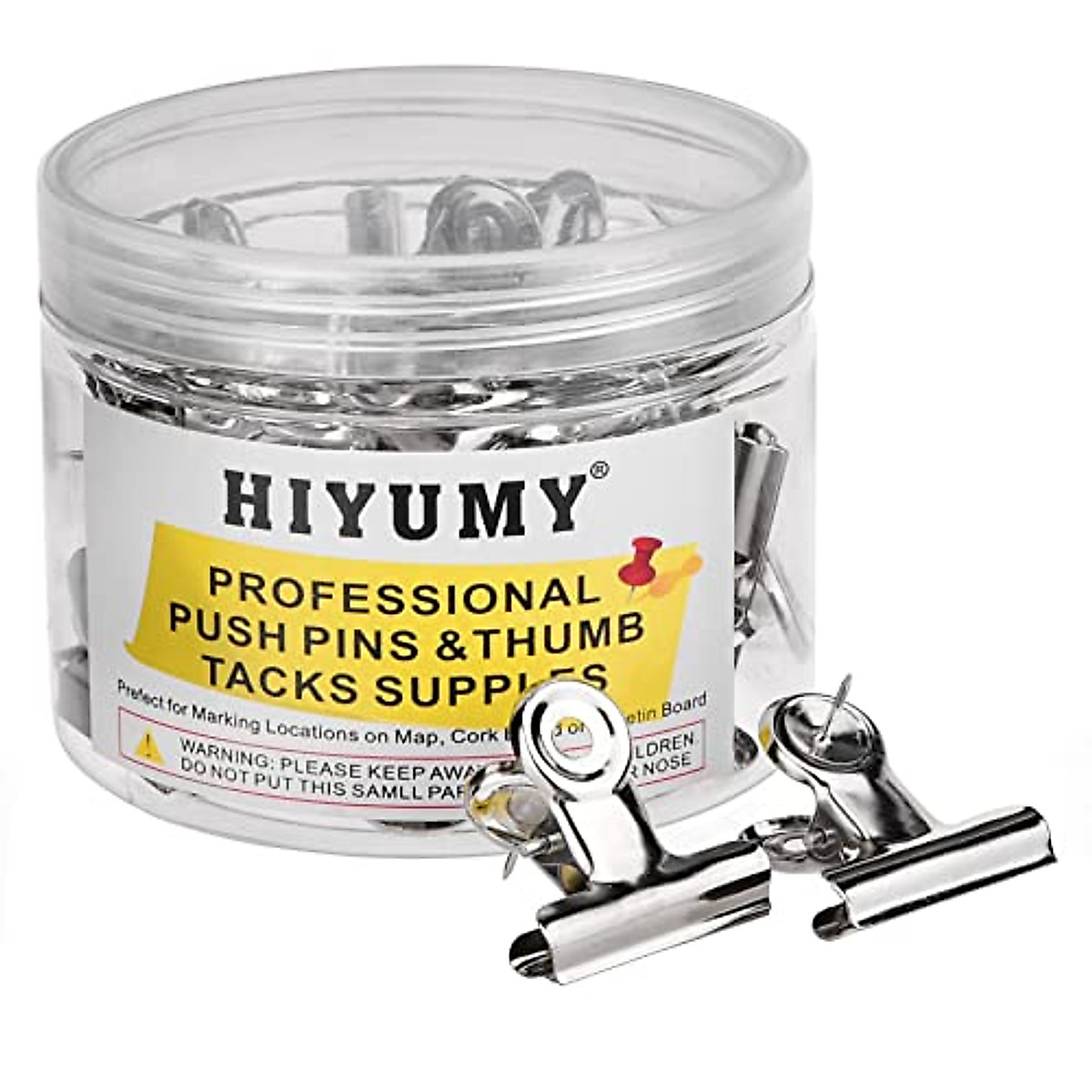 Push Pins Clips, 30 Pieces Heavy Duty Clips with Pins for Cork Boards, Bulletin Boards and Cubicle Walls for Office School Home and No Holes for The Paper (Silver)