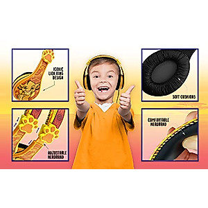 Lion King Headphones for Kids, Wired Headphones Connect Via 3.5Mm Jack, Over Ear Headset for Children with Parental Volume Control Designed for Fans of Lion King Gifts for Boys and Girls