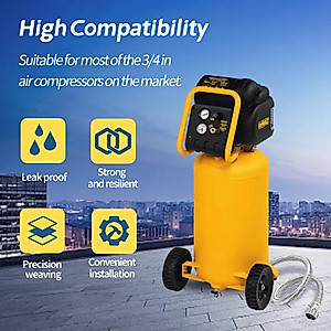 LISMODZ Compressor Jumper Hose, 3/4" NPT Male x 20" Length - Flexible Industrial Grade Stainless Steel Hose with Two 3/4" Adapters, 450 PSI &750°F, Both Sides Fittings Rotate Freely