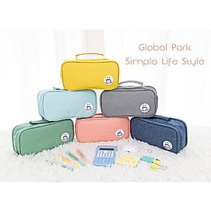 Pencil Case Pen Bag Holder Pouch Large Handle Big Capacity Desk Organizer Storage Marker Box Stationary Makeup Cosmetic Double Zippers for School Office Students Teen (blue)