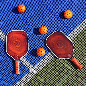 A. Anbrose Pickleball Paddle Set (Walnut) | Comfort Cushion Grip | Long Handle | Fiberglass | Polypropylene Honeycomb Core | 2 Racquets | 4 Pickleballs(2 Indoor 2 Outdoor) | 1 Portable Bag