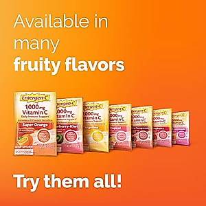 Emergen-C 1000mg Vitamin C Powder for Daily Immune Support Caffeine Free Vitamin C Supplements with Zinc and Manganese, B Vitamins and Electrolytes, Super Orange Flavor -60 Count(Pack of 1)
