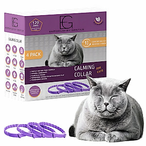 Calming Collar for Cats, 4 Pack (120 Days) with Fast-Acting Pheromones for Anxiety and Stress Relief, Provides Long-Lasting Comfort, Keeps Your Cat Calm and Relaxed, Lavender Aromatherapy