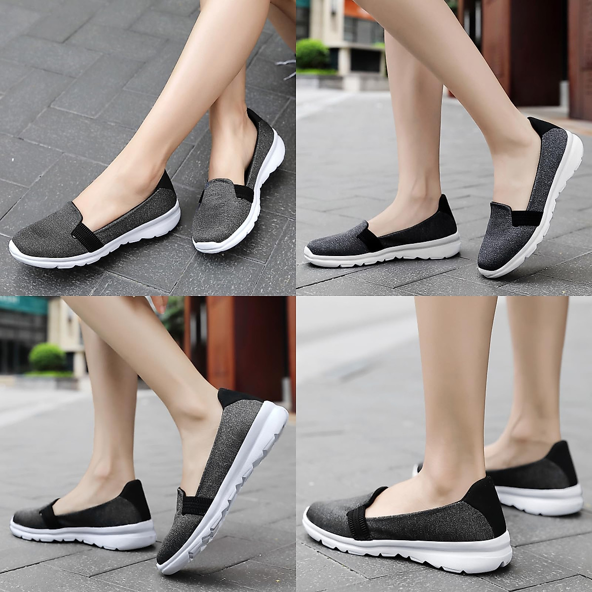 Women's Comfortable Orthopedic Slip On Walking Shoes,Lightweight Non Slip Sneakers Breathable Knit Mesh Upper Casual Soft Sole Travel Work Jogging Tennis Shoe (Black,8.5)