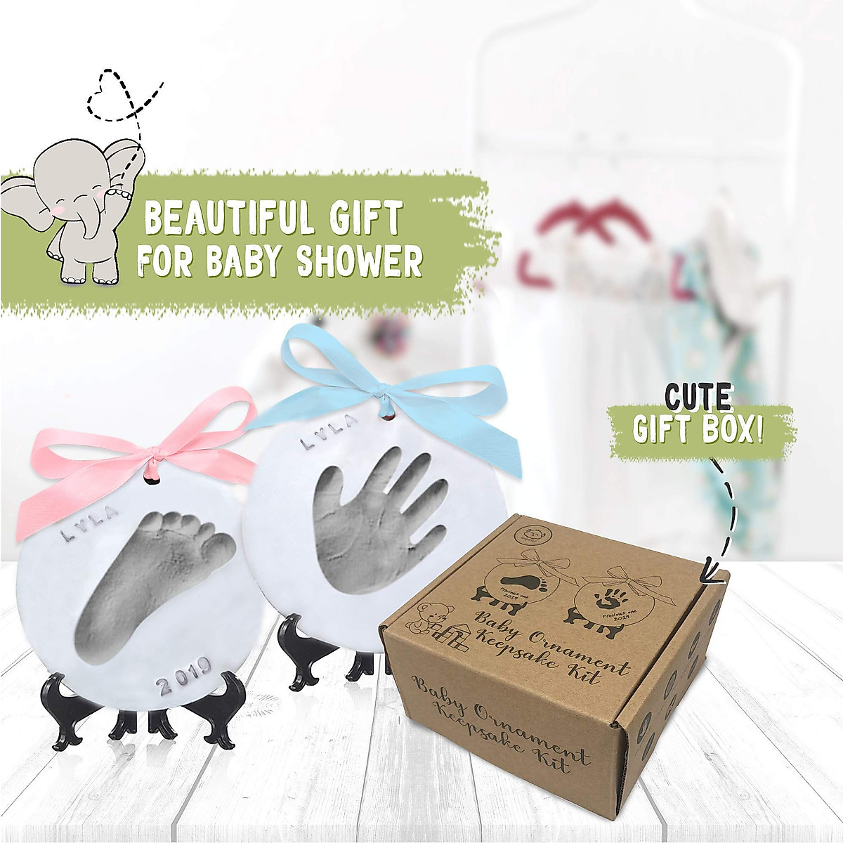 Baby Handprint Footprint Keepsake Kit and Baby Ornament Kit Bundle - Christmas Bundle For Newborn, Infants and New Parents