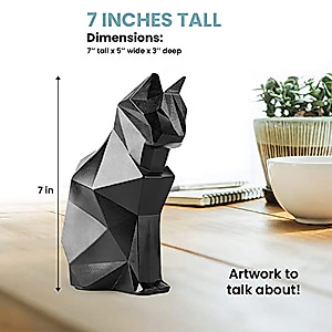 Wick Works Loki Cat Skeleton Candle | Reveal Polished Steel Frame | 7” H | Longest Burn Time! | Beautiful Gift Box | Home or Office Decor| Unique Gifts for Cat, Animal, Art Lovers (Black, Cedar)